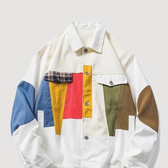 no brand | Jackets & Coats | Multicolor Mens Patchwork Shirt Jacket ...